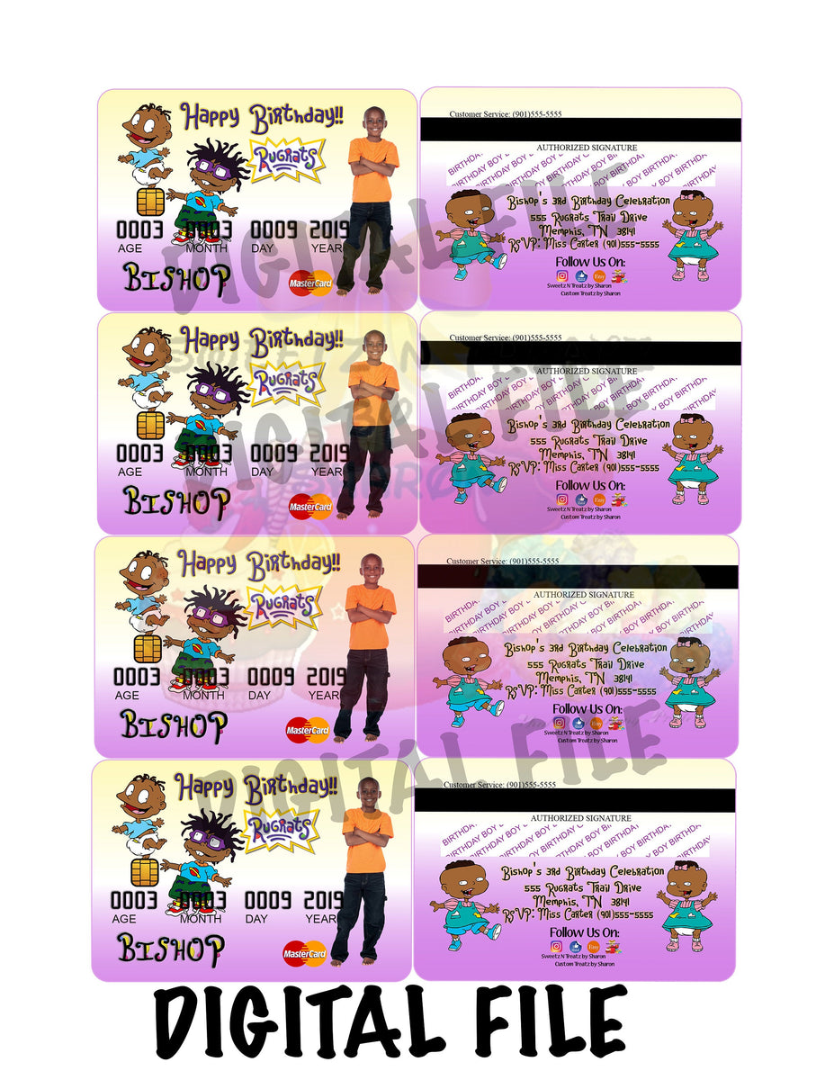 Purple Boss Baby Girl Credit Card Invites